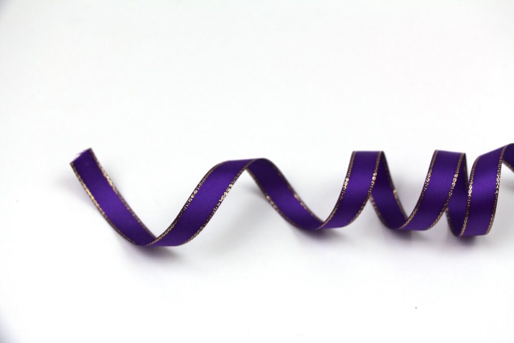 Purple Gold Edge Ribbon 3/8″ | Wildbird Fabric
