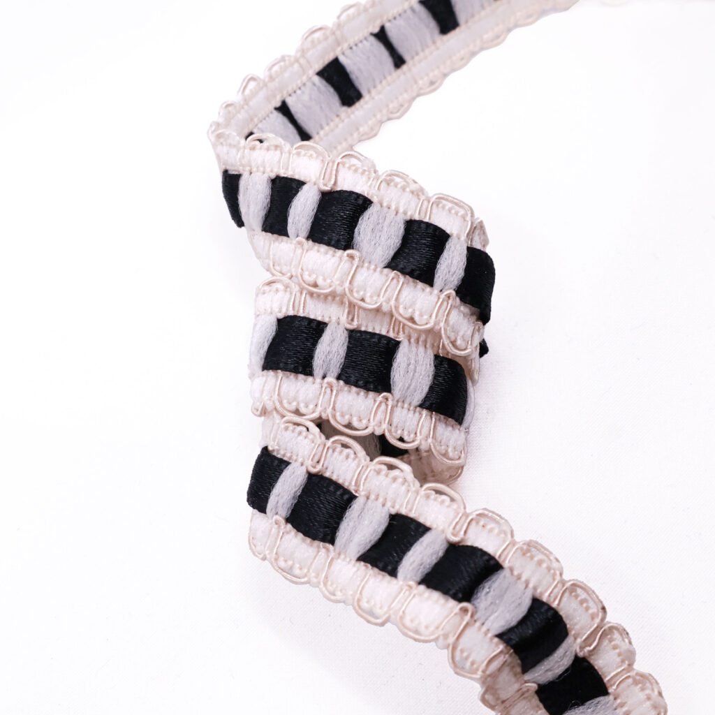 Pink Black Ribbon Threaded Lace | Wildbird Fabric