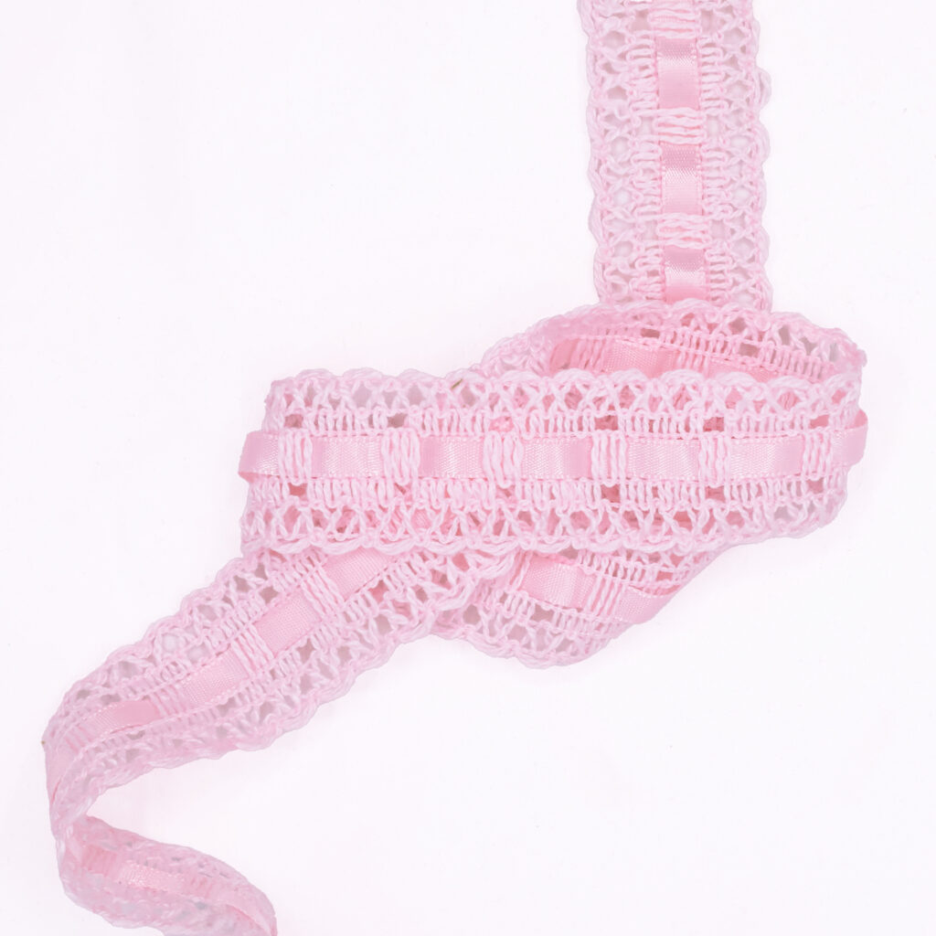 Baby Pink Ribbon Lace | Wildbird Fabric