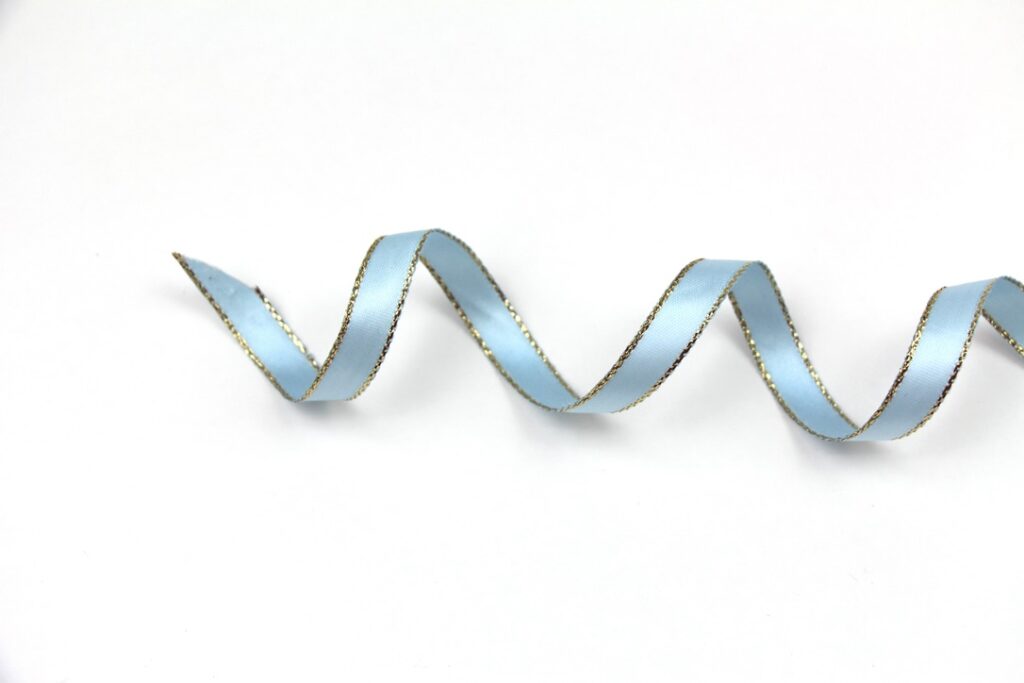 Light Blue Gold Edge Ribbon 3/8″ | Wildbird Fabric