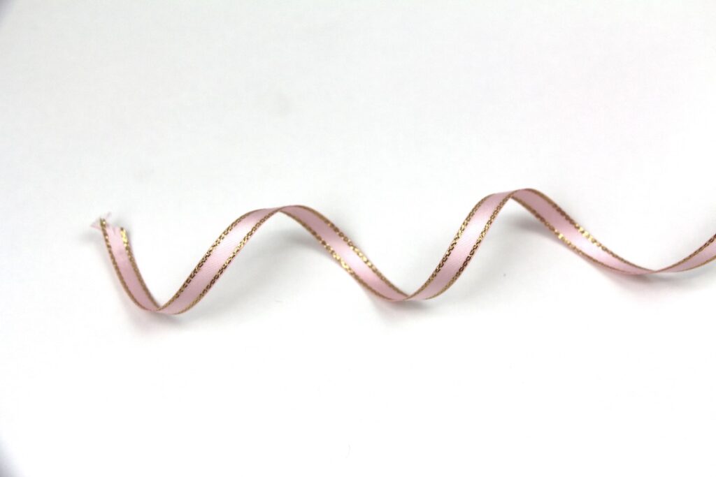 Pink Gold Edge Ribbon 1/4″ | Wildbird Fabric