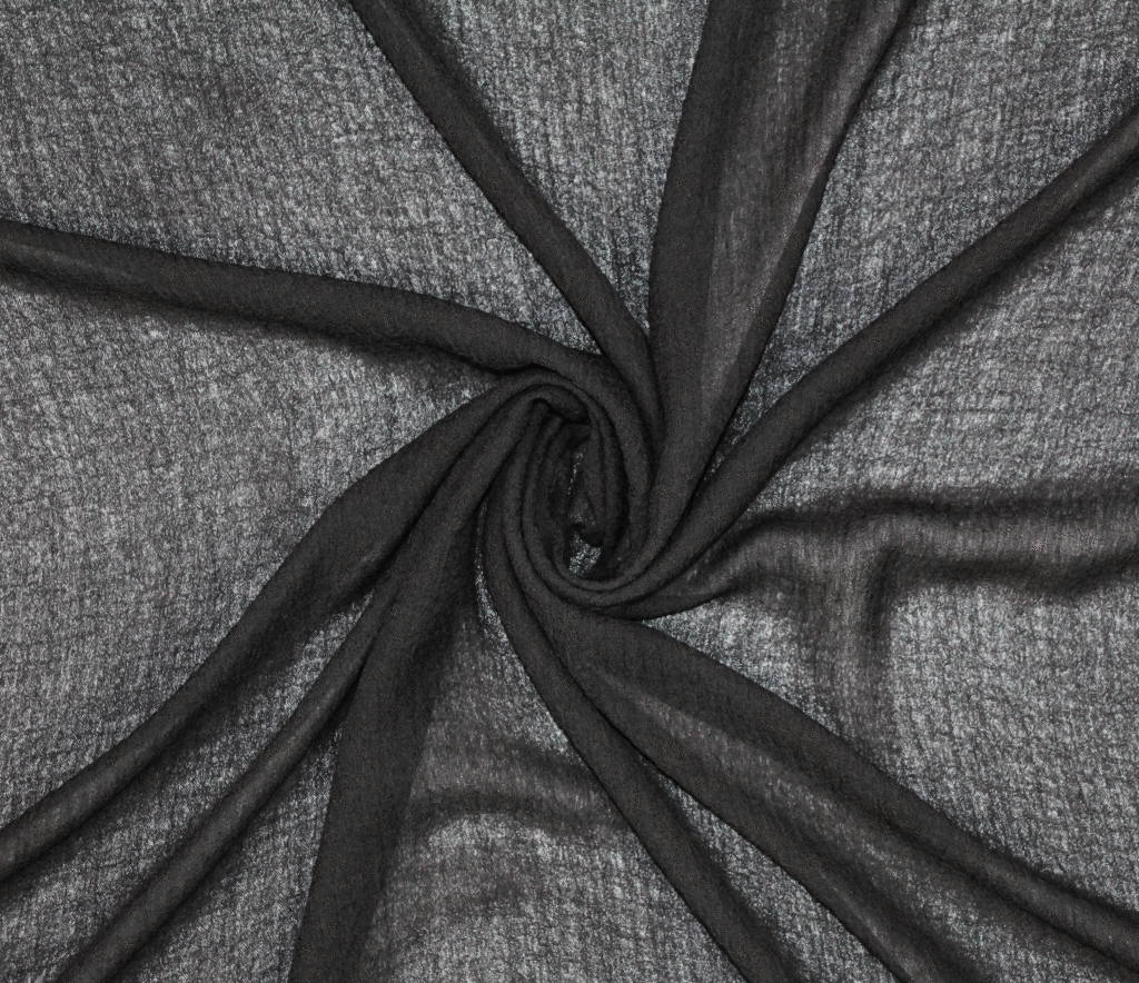 Double Chiffon Texture With Dots – Black | Wildbird Fabric