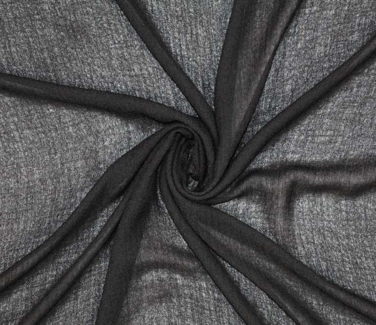 Double Chiffon Texture With Dots – Black | Wildbird Fabric