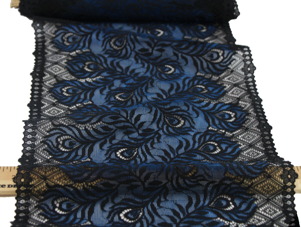 Blue Peacock Feather Lace | Wildbird Fabric