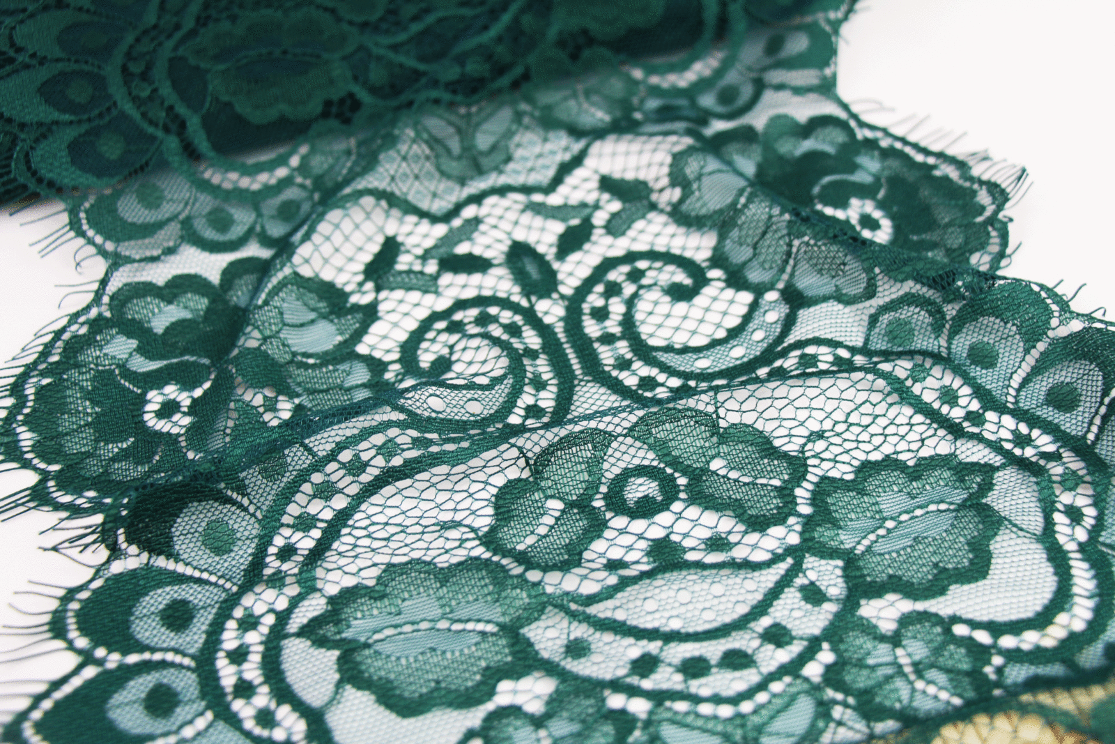 Nile Green French Lace with Roses | Wildbird Fabric