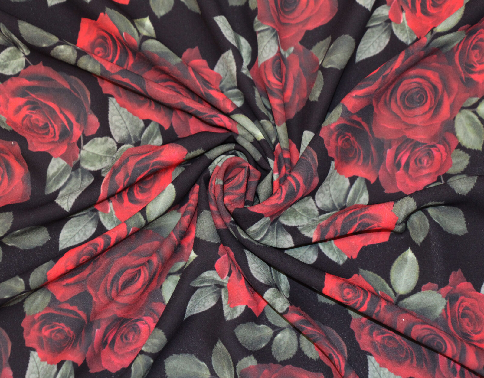 Red Roses – Black | wildbirdfabric