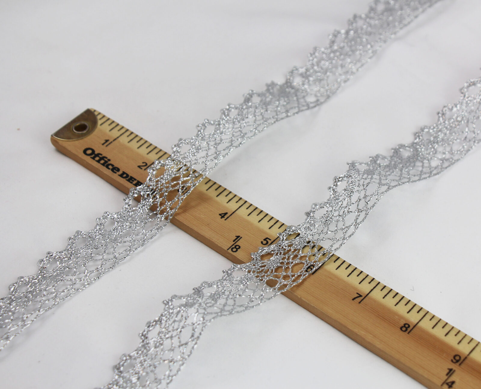 Shiny Delicate Silver Crochet Style Lace | Wildbird Fabric