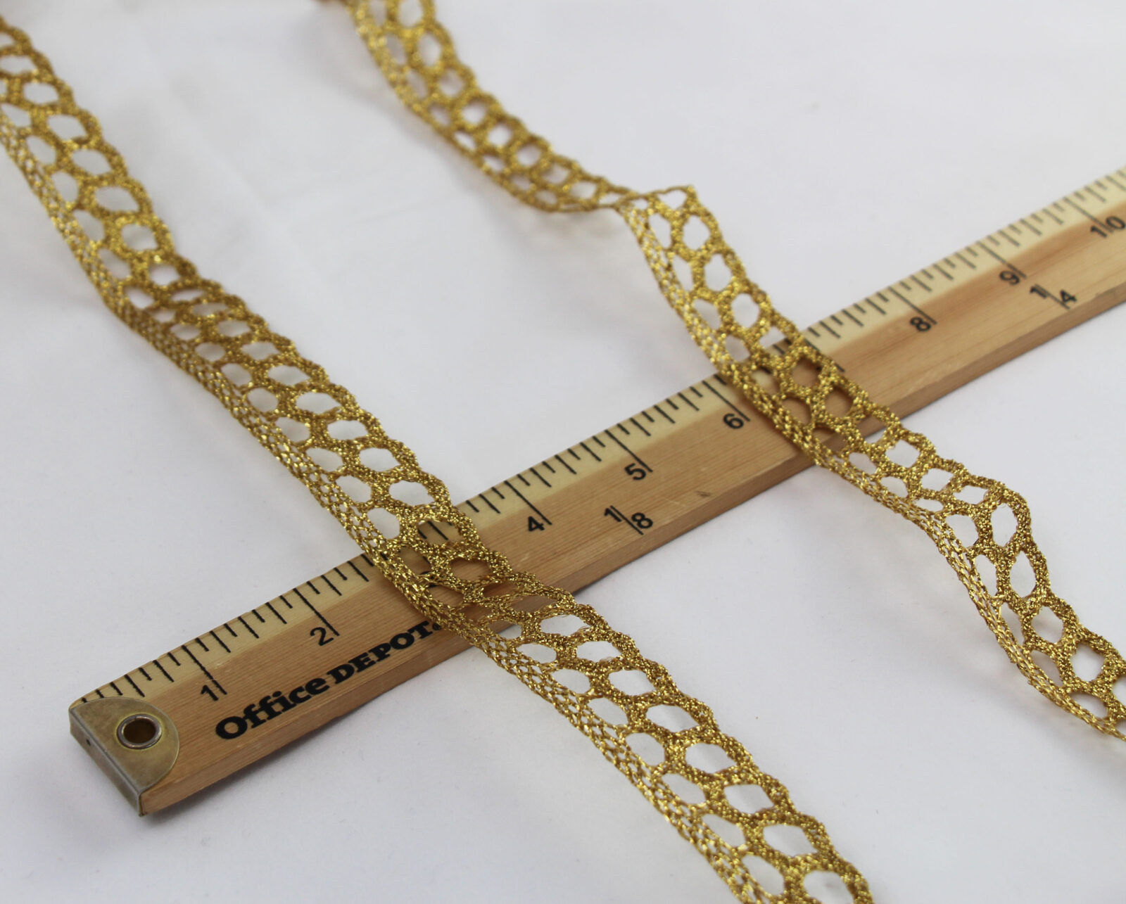 Shiny Yellow Gold Crochet Style Trim Lace | Wildbird Fabric