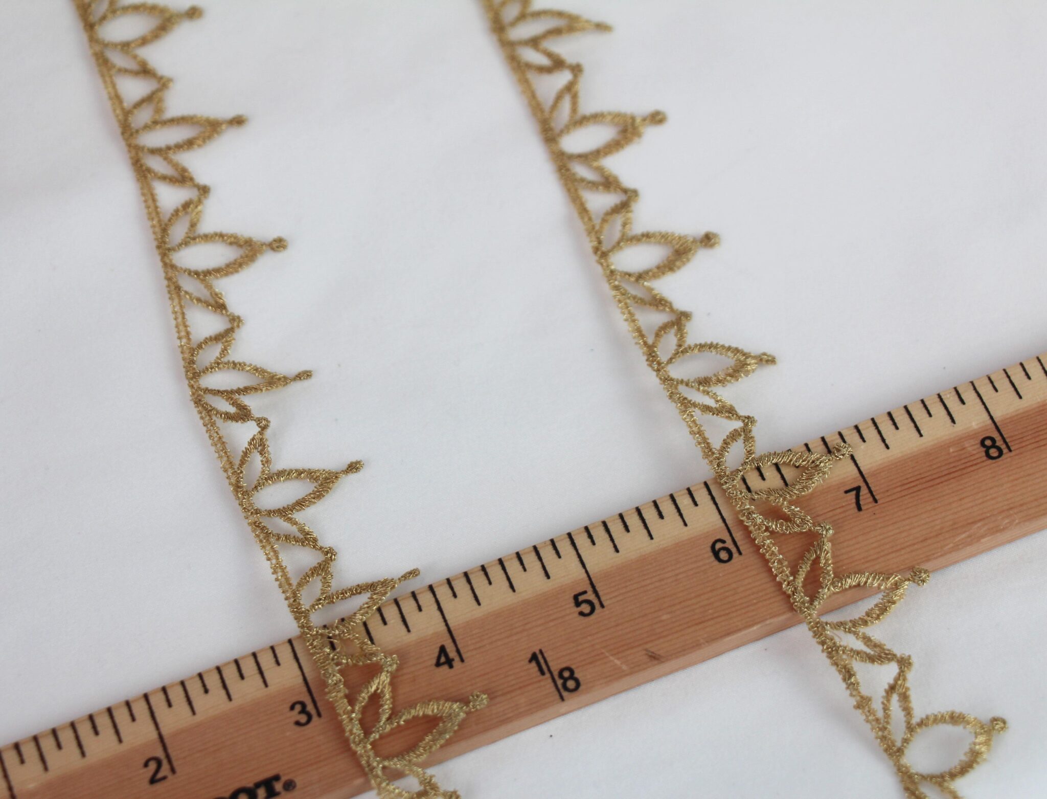 Shiny Delicate Yellow Gold Crochet Style Lace | Wildbird Fabric