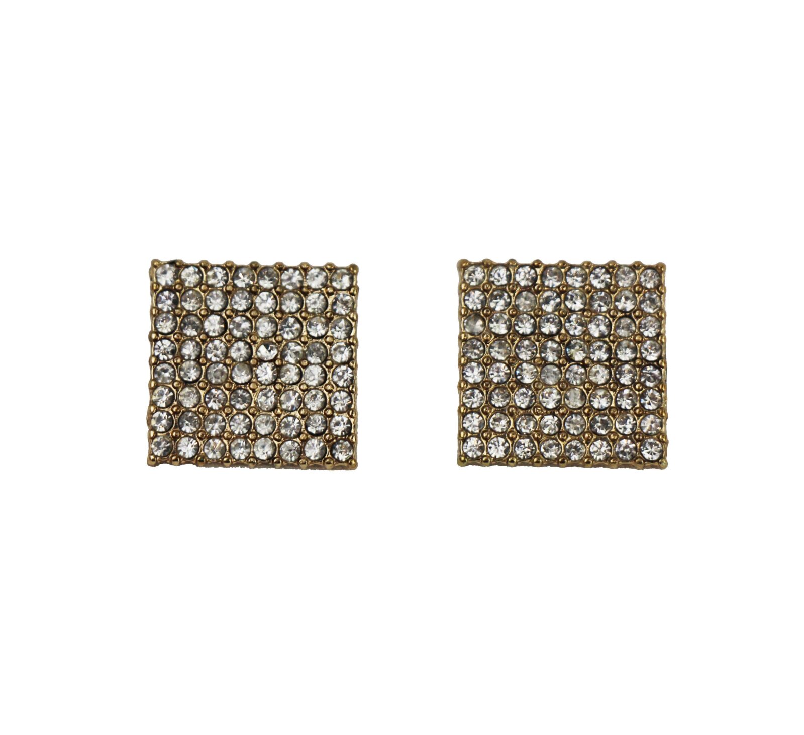 Diamond Clear Gold Square Studs | wildbirdfabric