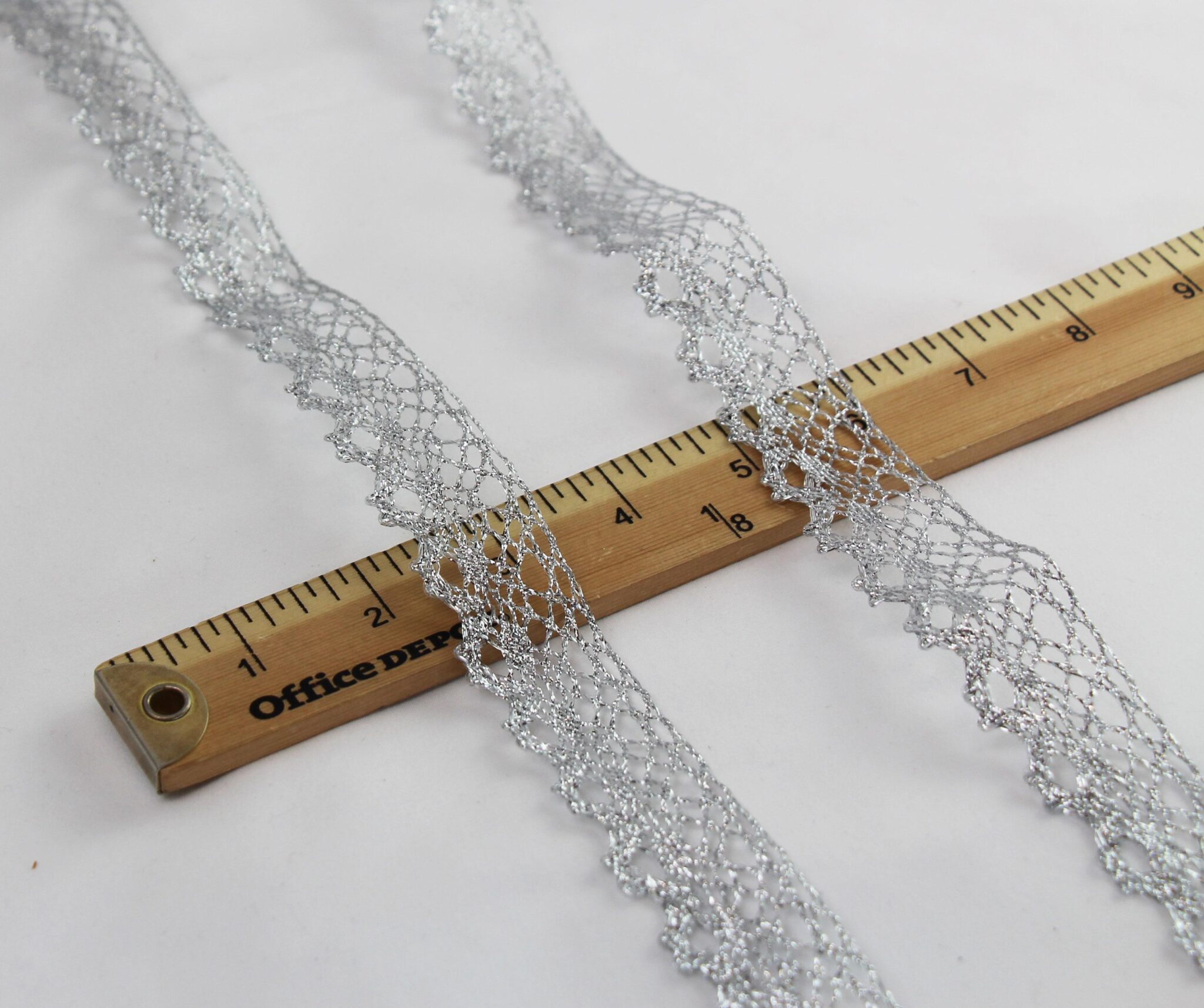 Shiny Delicate Silver Crochet Style Lace | Wildbird Fabric