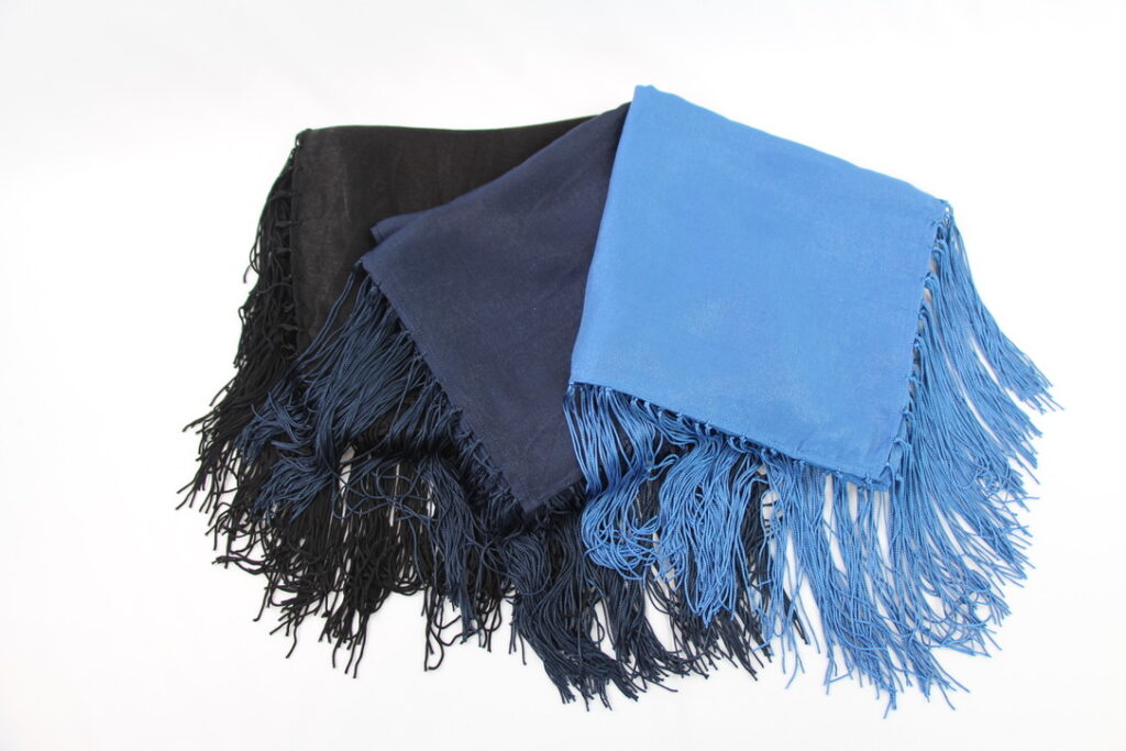 Shimmer Scarf with Fringe – Alpine Blue | Wildbird Fabric