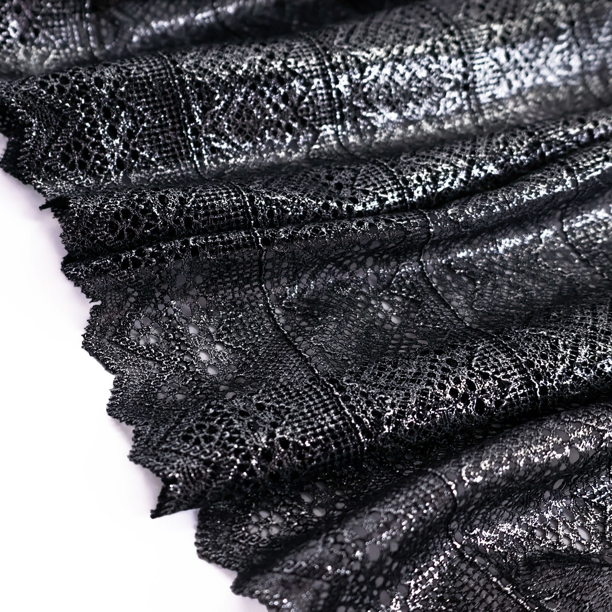 Shiny Black Island Lace | Wildbird Fabric