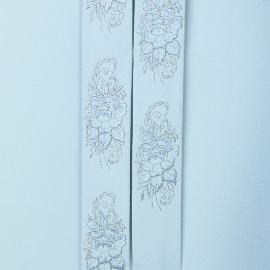 Light Blue Embroidery – Rose 7 w/ Silver | Wildbird Fabric